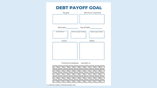 (Printable) Debt Payoff Goal Worksheet & Tracker (credit cards ...