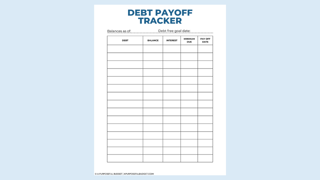 (Printable) Debt Payoff Tracker – apurposefulbudget